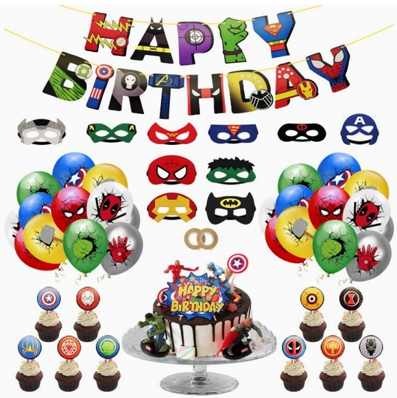 Genqiang/Amazon | Party Supplies | Superhero Happy Birthday Decoration ...